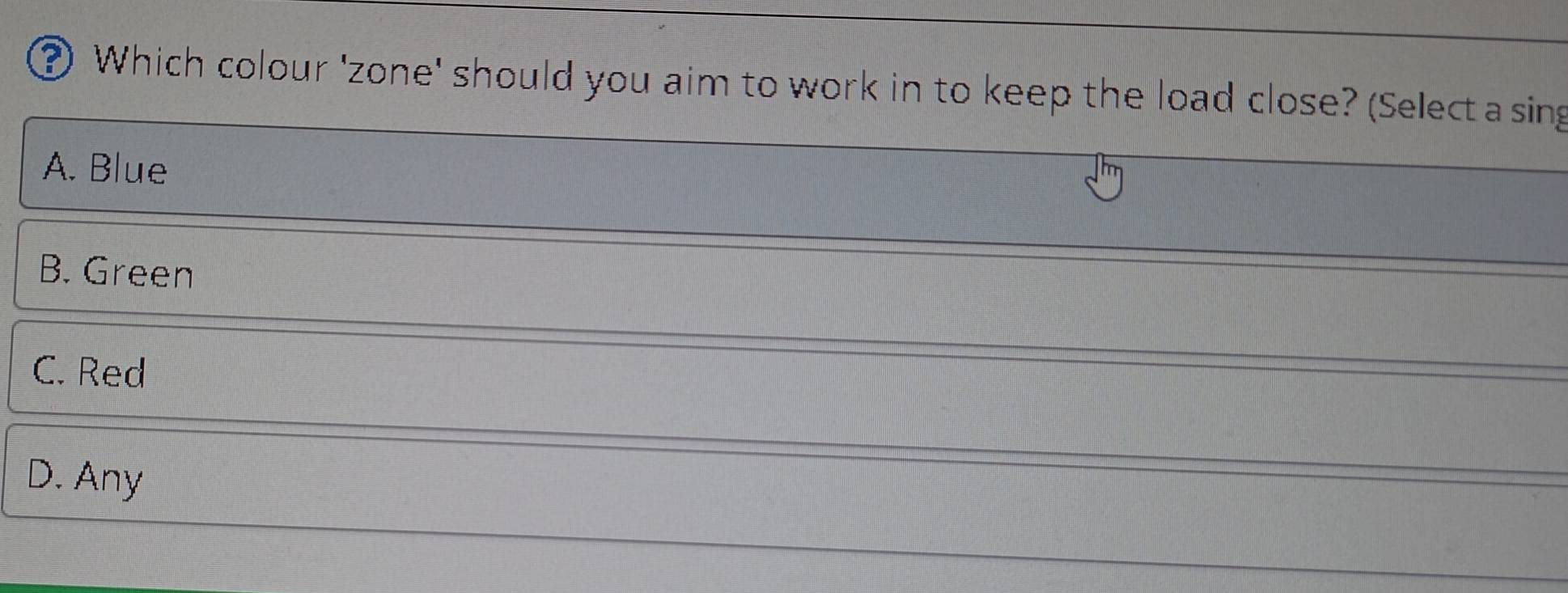 Solved: ) Which colour 'zone' should you aim to work in to keep the ...