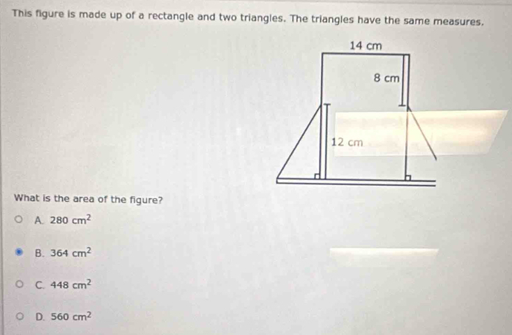 Solved: This figure is made up of a rectangle and two triangles. The ...