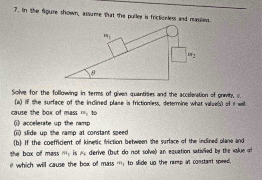 Solved: In the figure shown, assume that the pulley is frictionless and ...