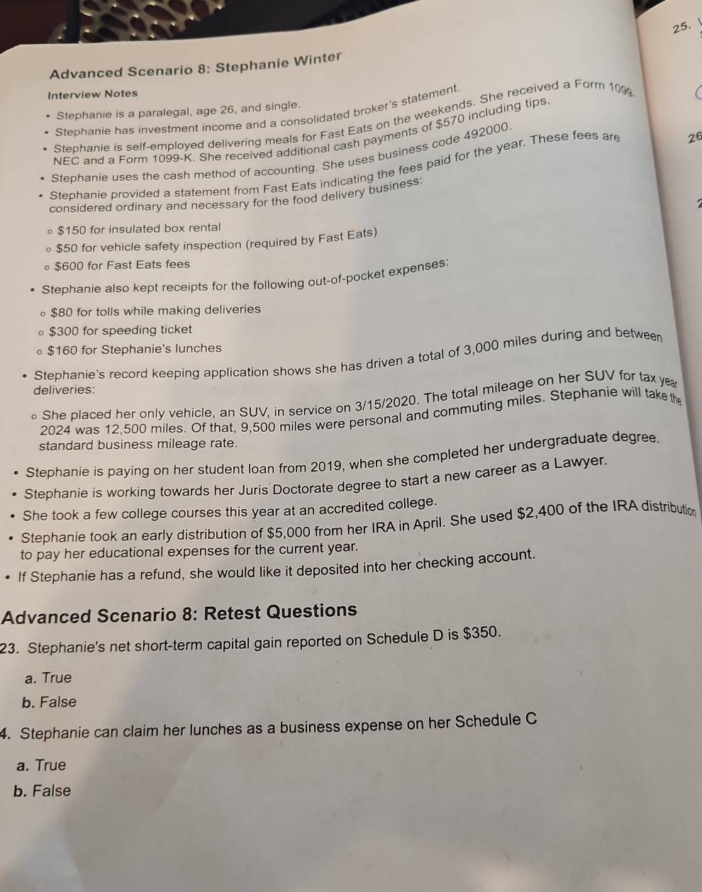 Solved: Advanced Scenario 8: Stephanie Winter Interview Notes Stephanie ...