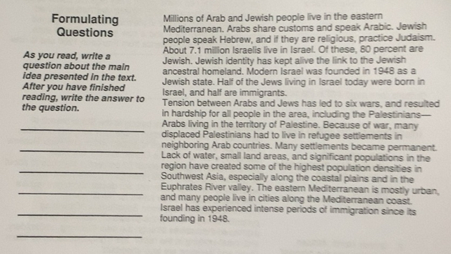 Solved: Formulating Millions of Arab and Jewish people live in the ...