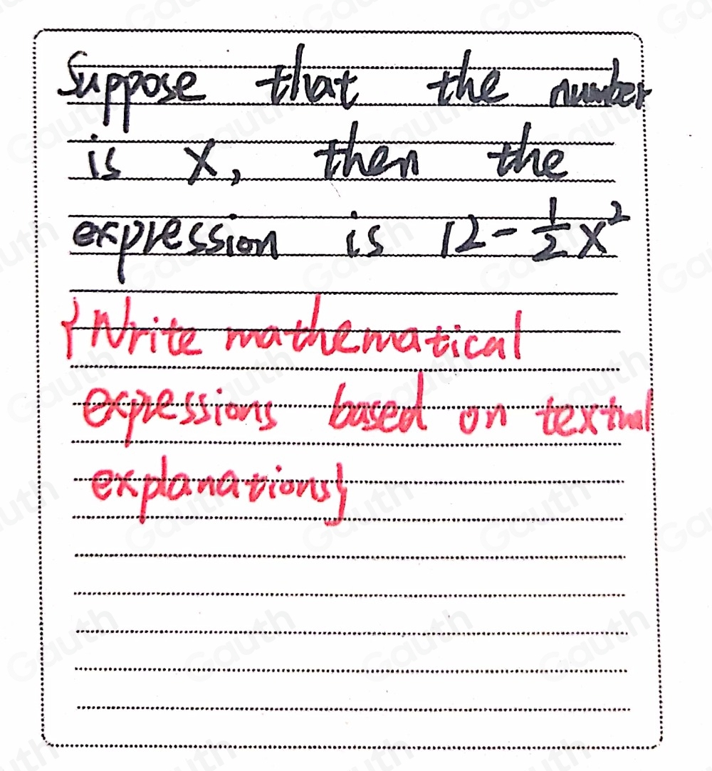 Solved: twelve minus the quotient of the square of a number and 2 [Math]