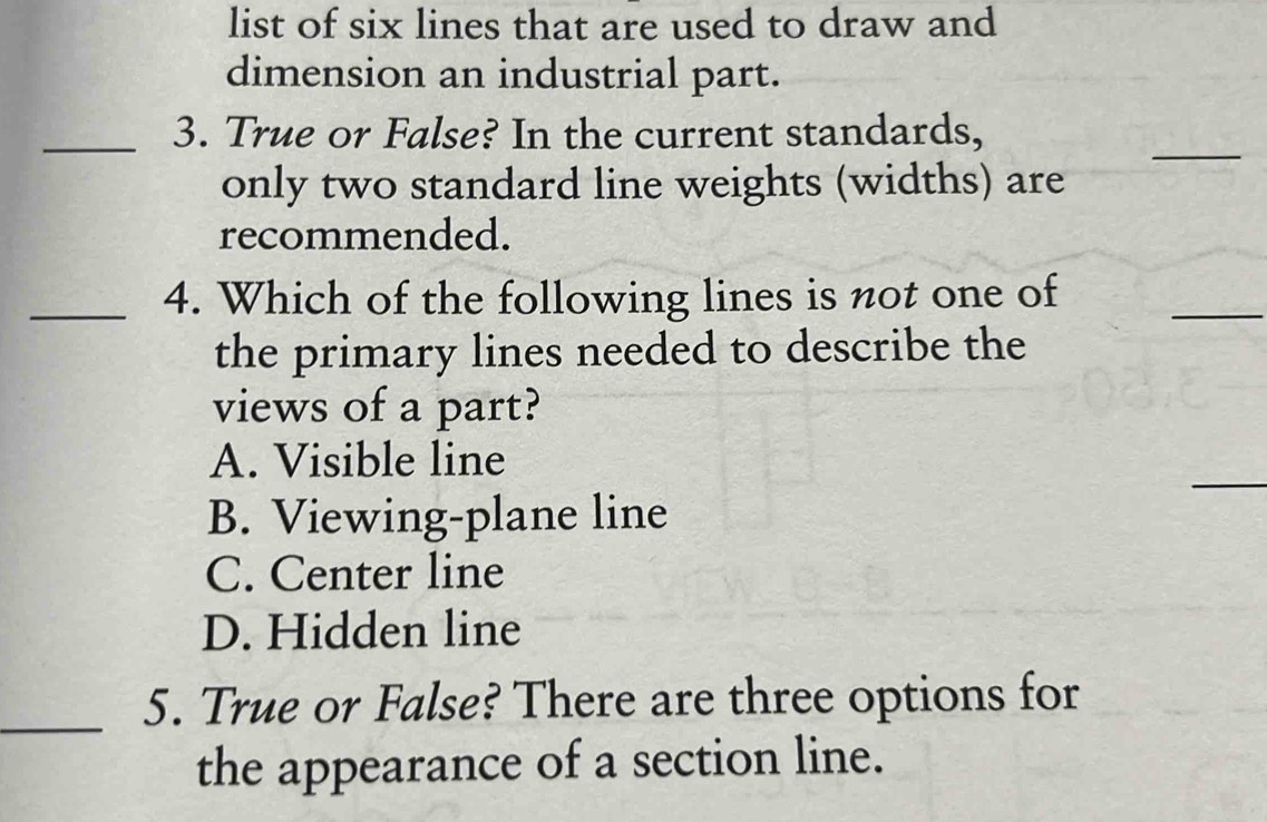 Solved: list of six lines that are used to draw and dimension an ...