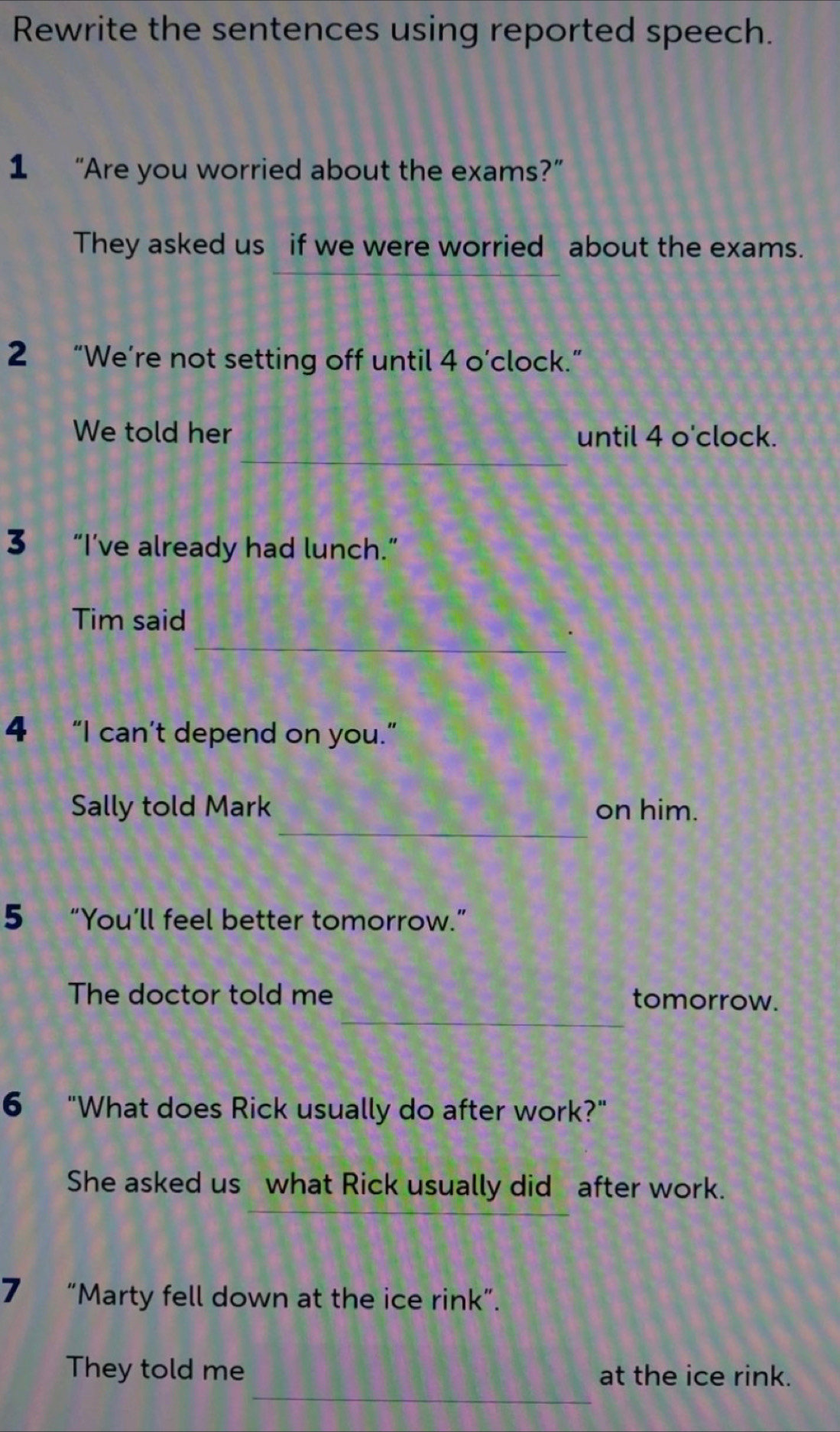 Resuelto:Rewrite the sentences using reported speech. 1 “Are you ...