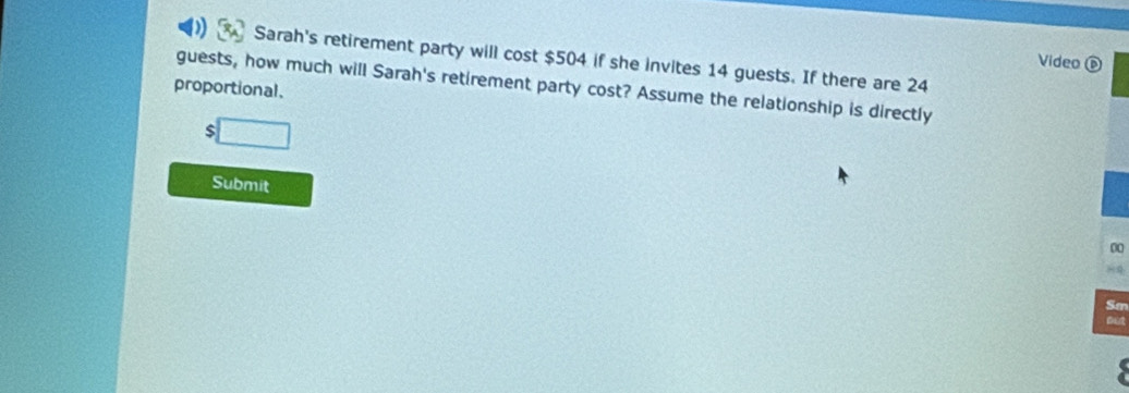 Solved: Sarah's retirement party will cost $504 if she invites 14 ...