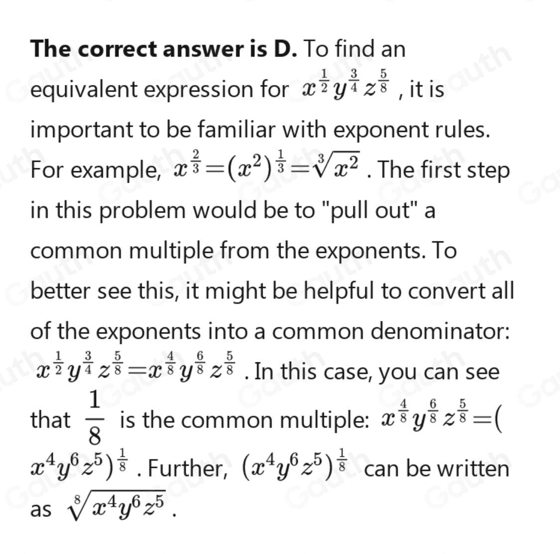 Solved: For positive real numbers x, y, and z, which of the following ...