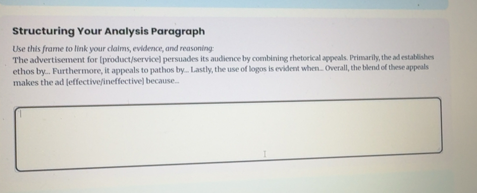 Solved: Structuring Your Analysis Paragraph Use this frame to link your ...