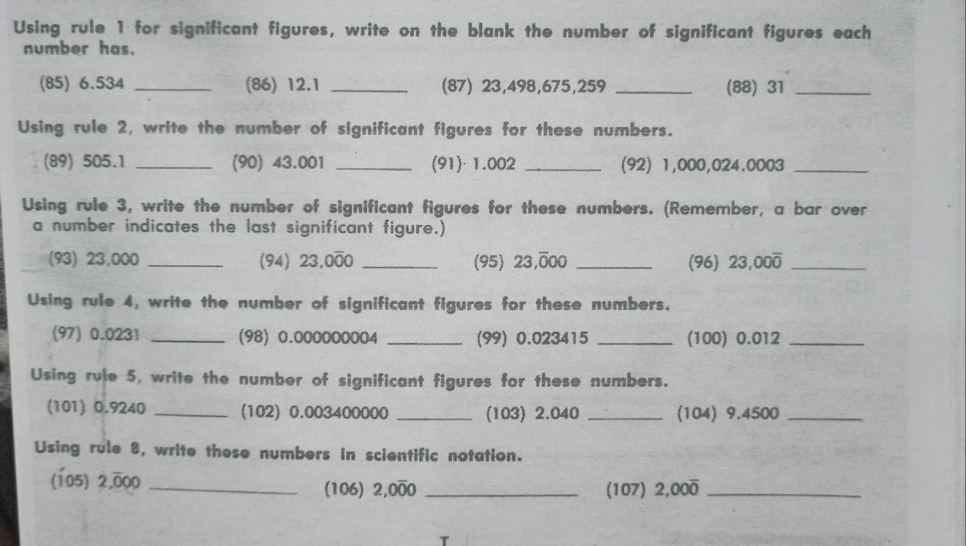 Solved: Using rule 1 for significant figures, write on the blank the number of significant ...