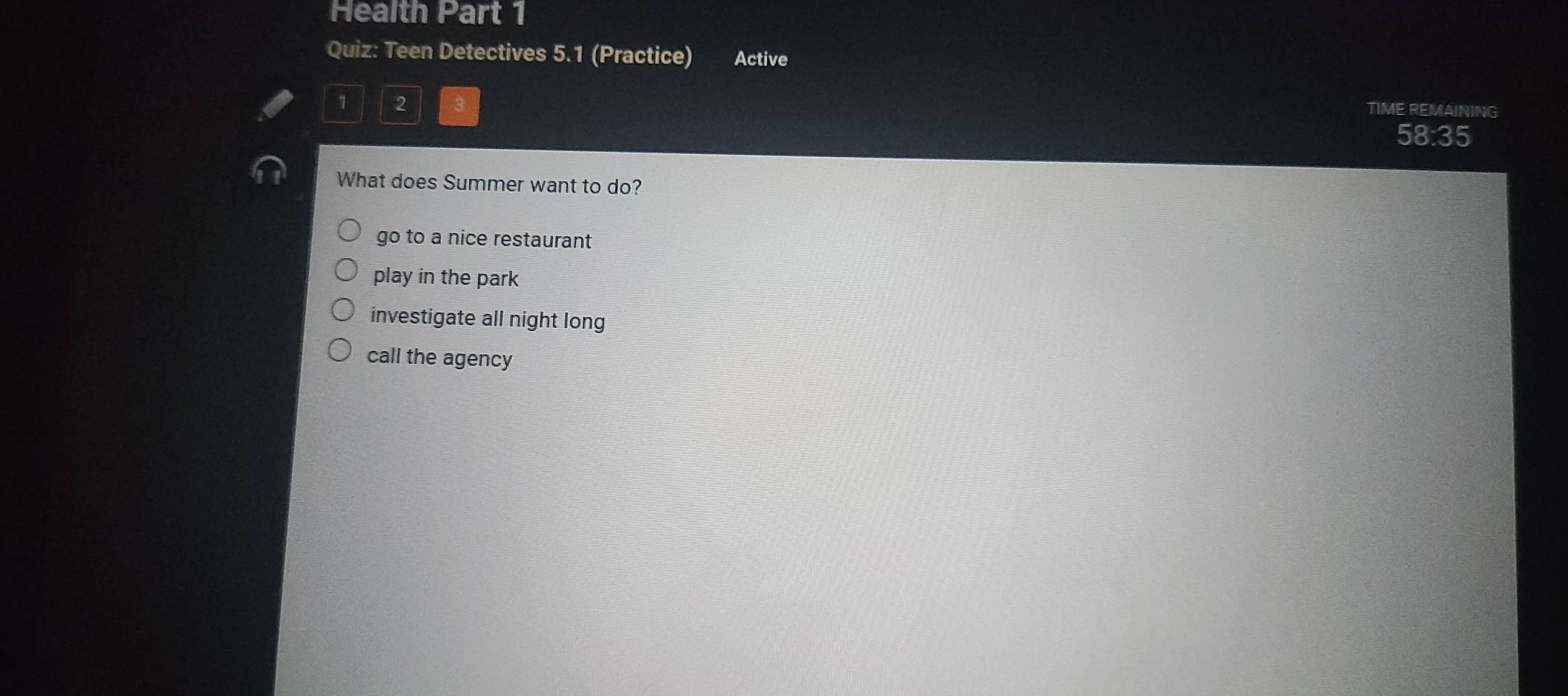 Solved: Health Part 1 Quiz: Teen Detectives 5.1 (Practice) Active 1 2 3 ...