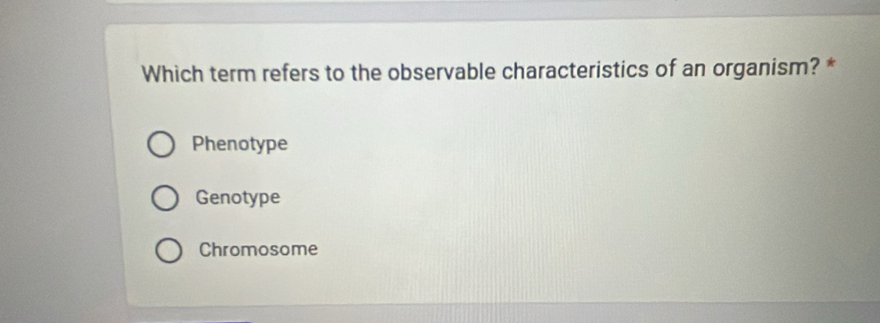 Solved: Which term refers to the observable characteristics of an ...