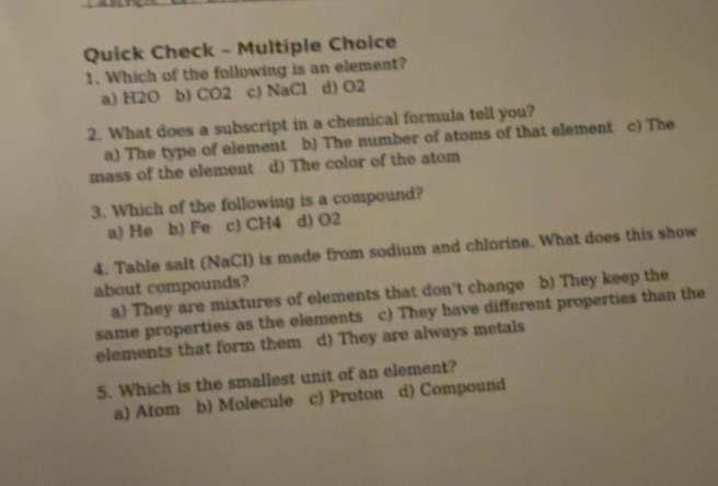 Solved: Quick Check - Multiple Choice 1. Which of the following is an ...
