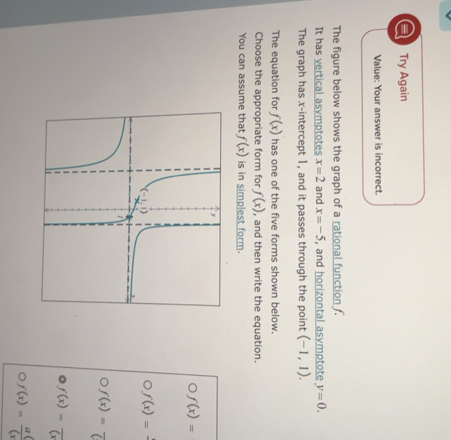 Solved: Try Again Value: Your answer is incorrect. The figure below ...