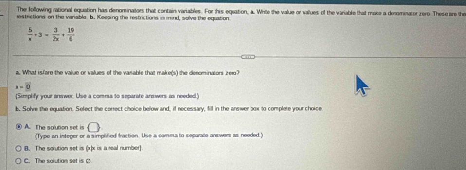 Solved: The following rational equation has denominators that contain ...