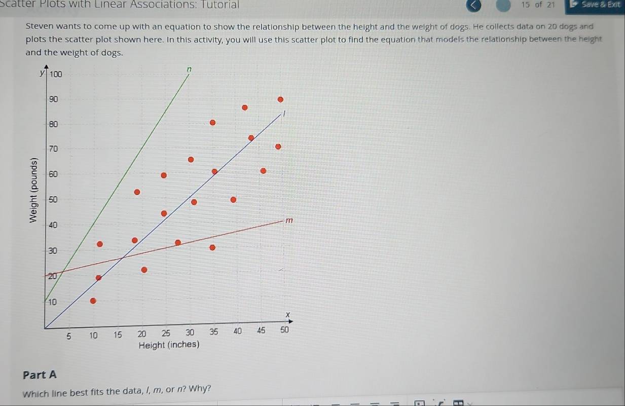 Solved: Scatter Plots with Linear Associations: Tutorial 15 of 21 Save ...
