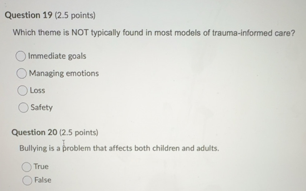Solved: Which theme is NOT typically found in most models of trauma ...