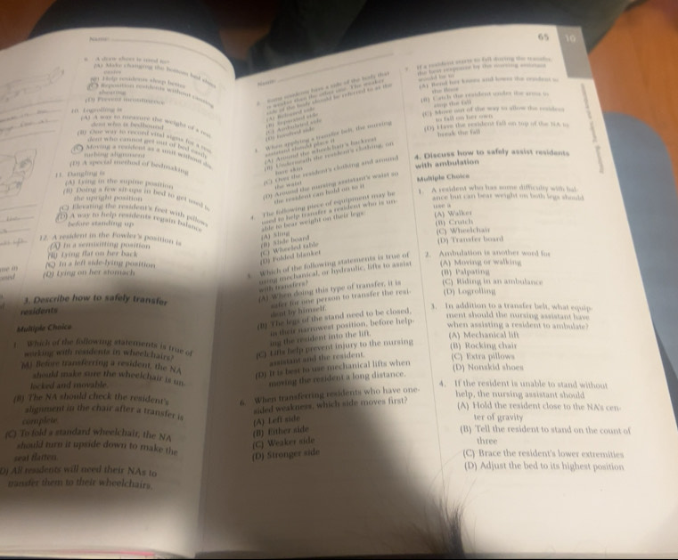 Solved: Nan 65 10 A do w tee s is md _ _ If a mondent starte to fell ...