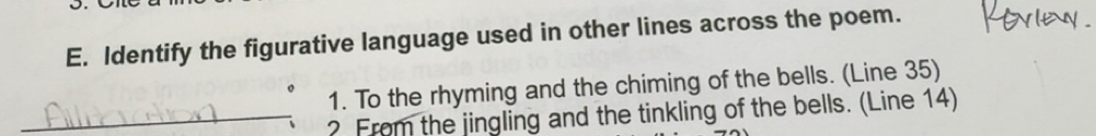 Solved: Identify the figurative language used in other lines across the ...