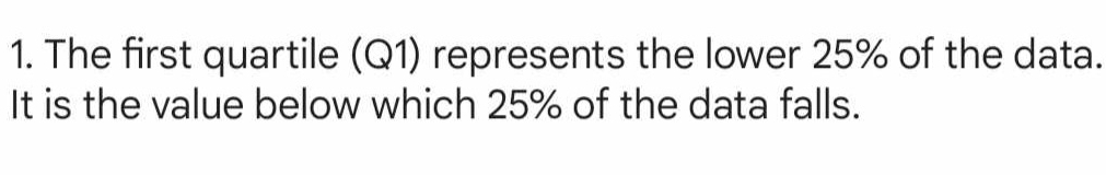 Solved: The first quartile (Q1) represents the lower 25% of the data ...
