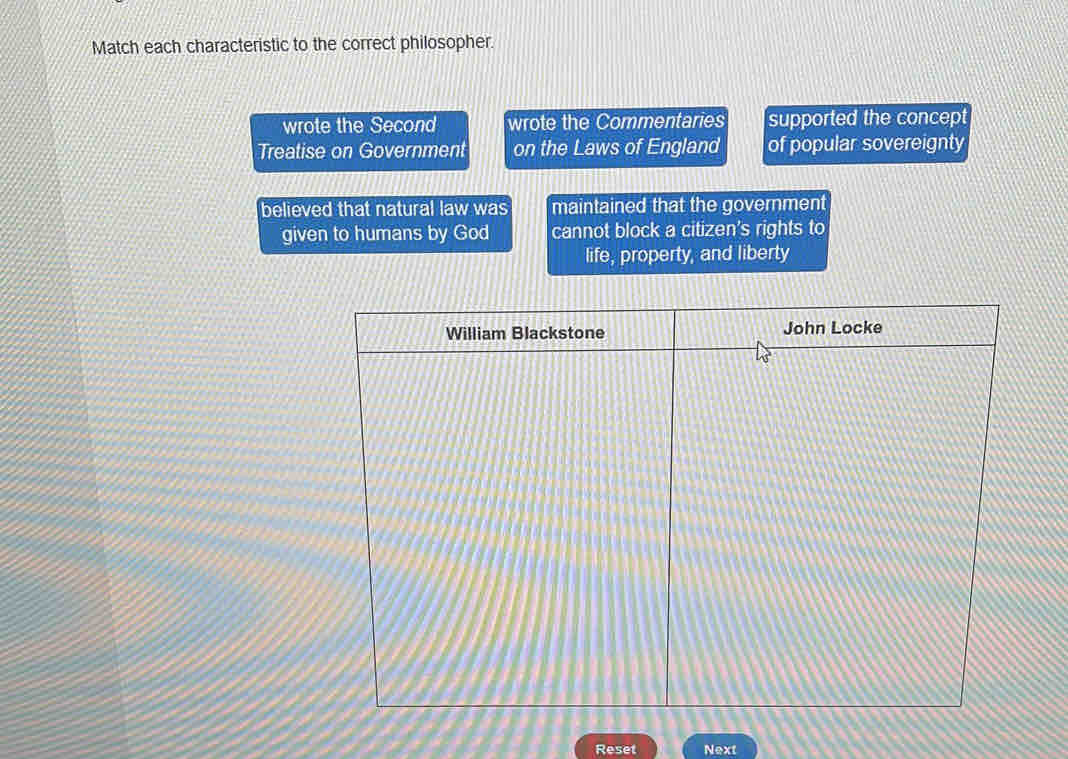 Solved: Match each characteristic to the correct philosopher. wrote the ...