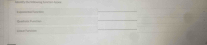 Solved: Identlly the following function types Expenential Function ...