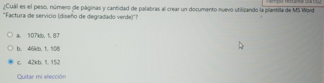 Resuelto:Témpo réstante 0:41:02 ¿Cuál es el peso, número de páginas y ...