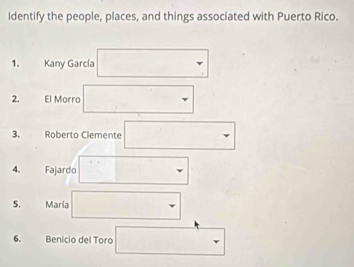 Solved: Identify the people, places, and things associated with Puerto ...