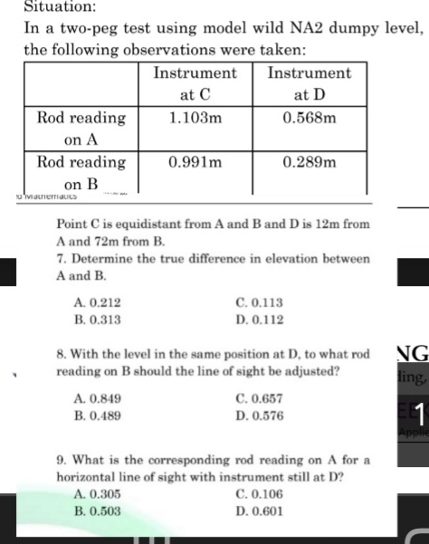Solved: Situation: In a two-peg test using model wild NA2 dumpy level ...