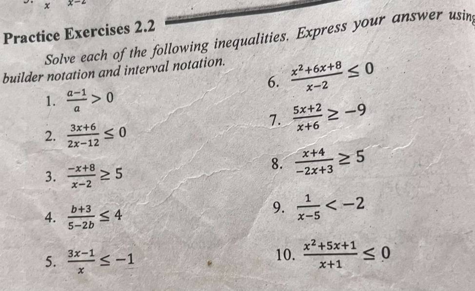 Solved: x^(x-2) Practice Exercises 2.2 Solve each of the following ...
