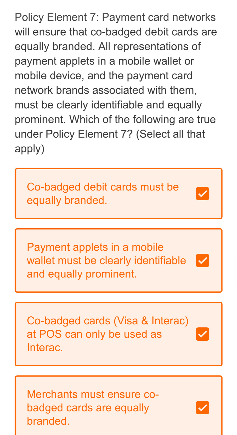 Solved: Policy Element 7: Payment card networks will ensure that co ...