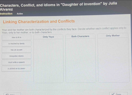 Solved: Characters, Conflict, and Idioms in "Daughter of Invention" by ...