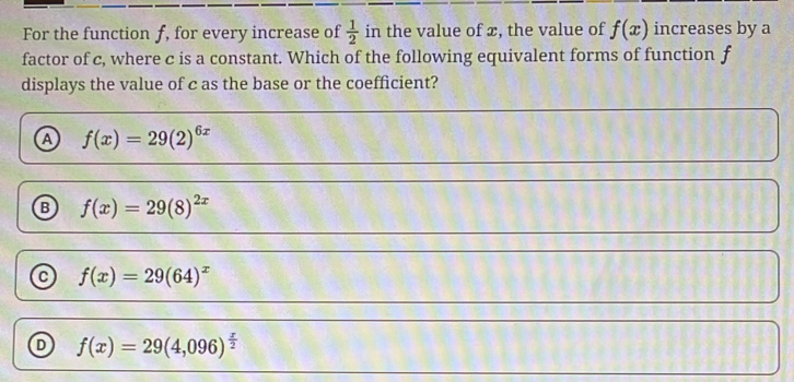 Solved: For the function f, for every increase of 1/2 in the value of x ...