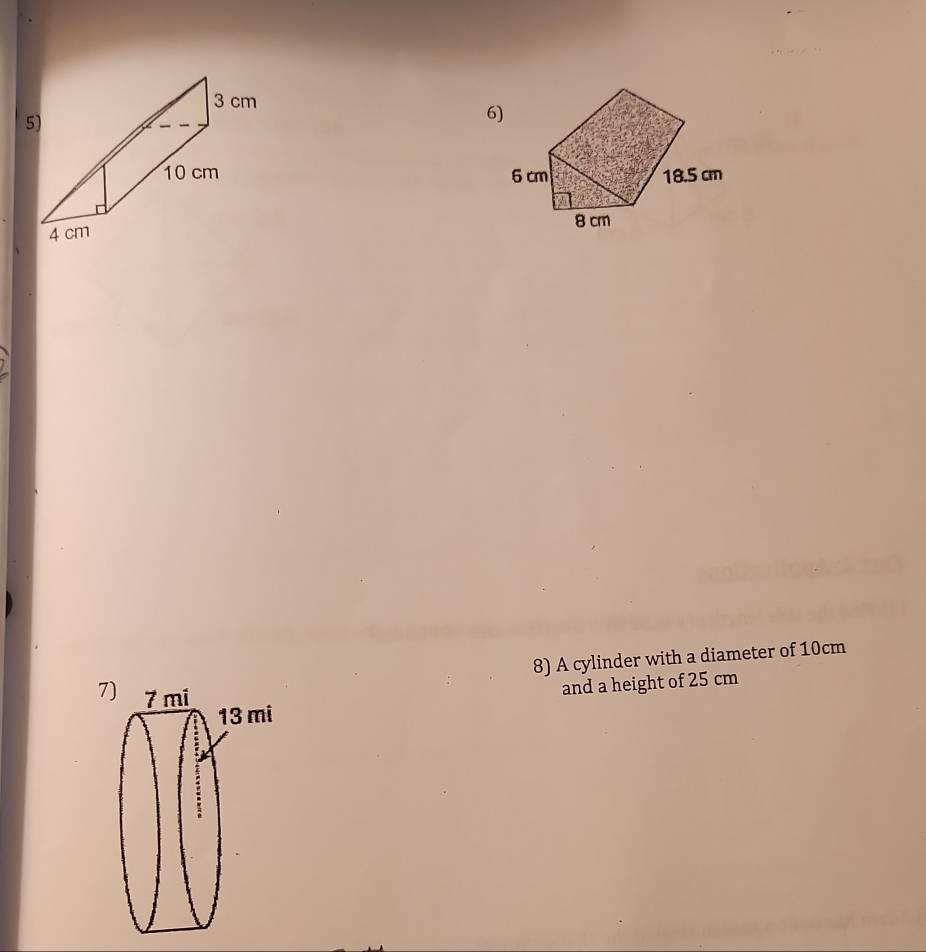 Solved: A cylinder with a diameter of 10cm and a height of 25 cm [Math]