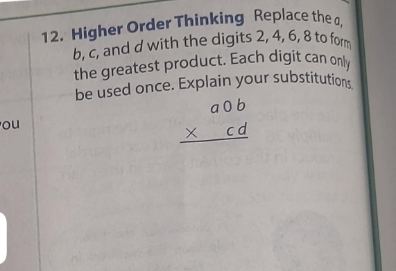 Resuelto:Higher Order Thinking Replace the a, b, c, and d with the ...
