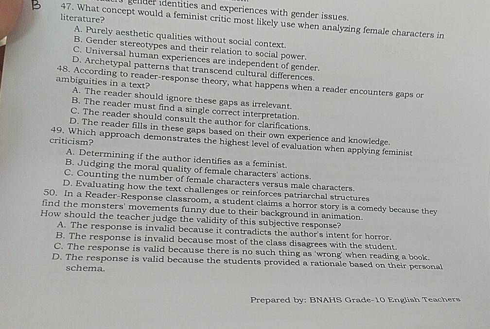 Solved: gender identities and experiences with gender issues ...