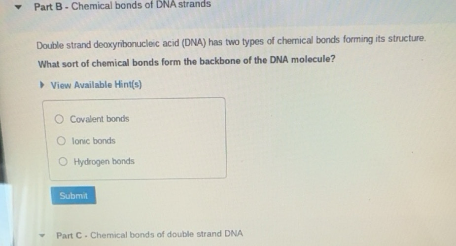 Solved: Chemical bonds of DNA strands Double strand deoxyribonucleic ...