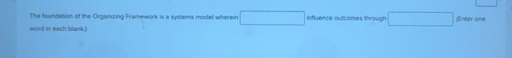 Solved: The foundation of the Organizing Framework is a systems model ...