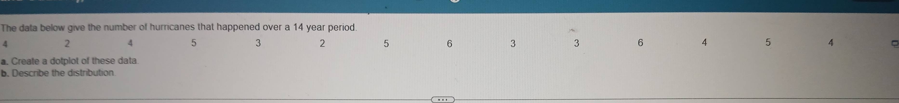 Solved: The data below give the number of hurricanes that happened over ...