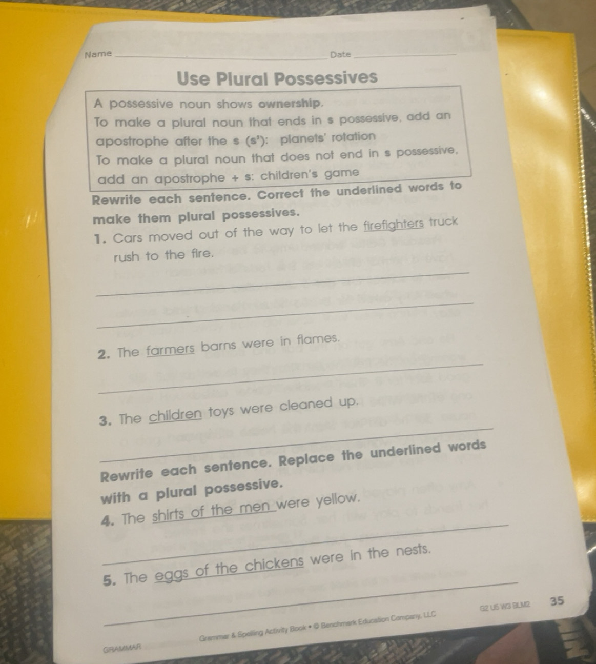Solved: Name _Date_ Use Plural Possessives A possessive noun shows ...