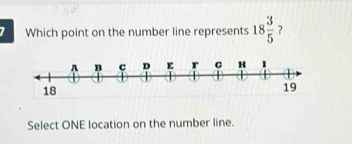 Solved: Which point on the number line represents 18 3/5 ? Select ONE ...