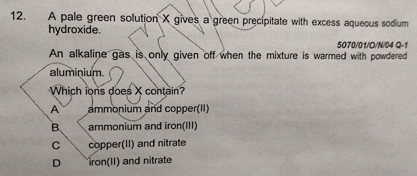 Solved: A pale green solution X gives a green precípitate with excess ...