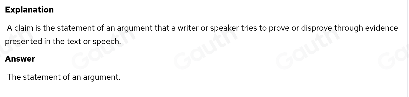 Solved: What is a claim? (1 point) the statement of an argument a ...