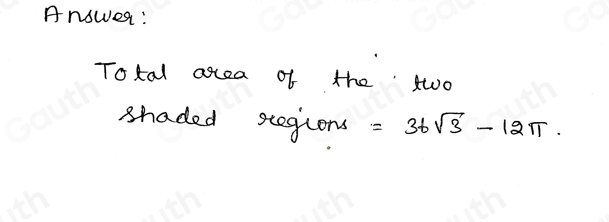 Solved: The diagram shows three circles, each of radius 6 cm. The centres of the circles are A ...