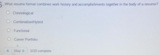 Solved: What resume format combines work history and accomplishments ...