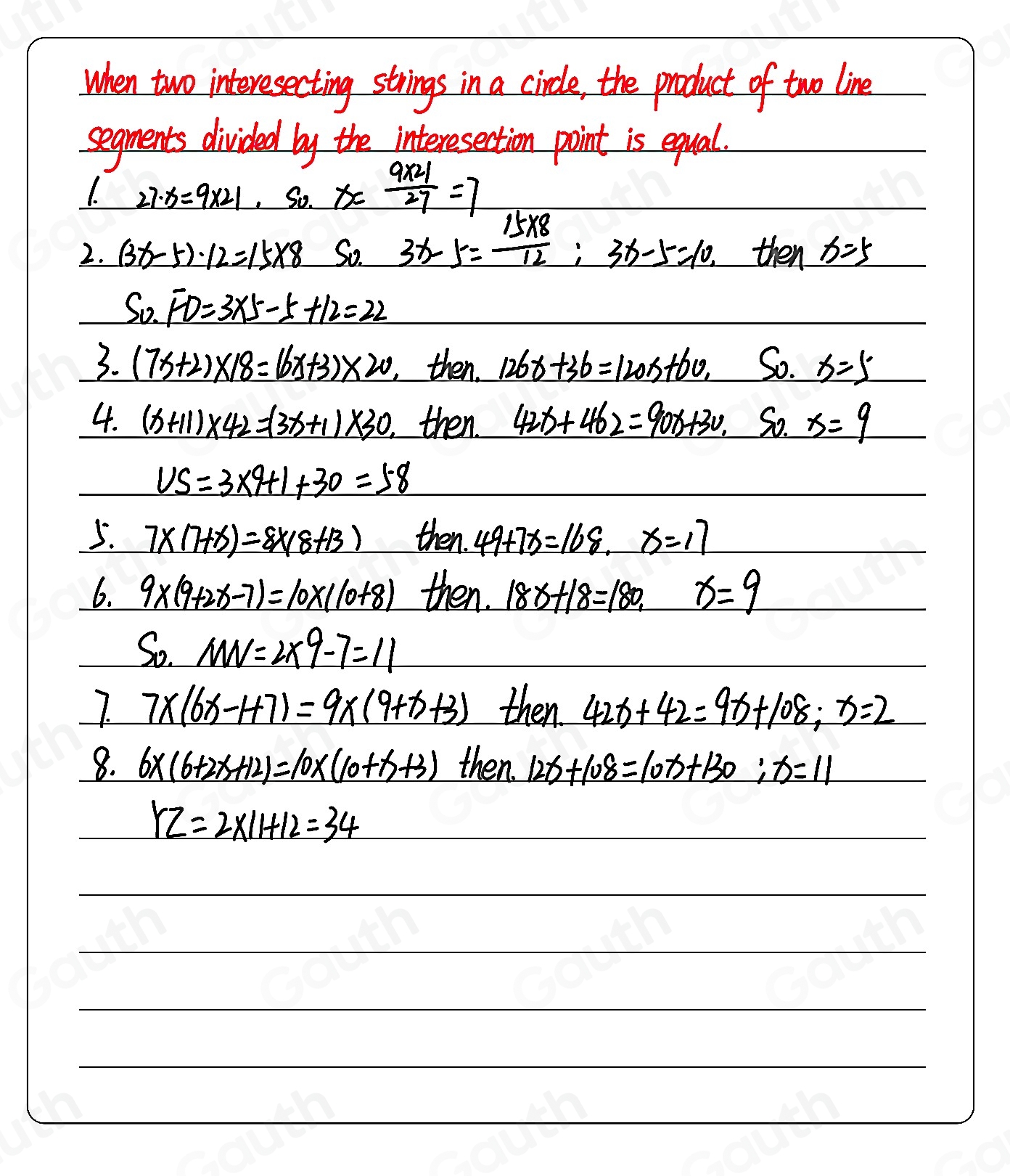 Solved: Circio _ Homework 8: Segment Lengths formed by _ Name: Per ...