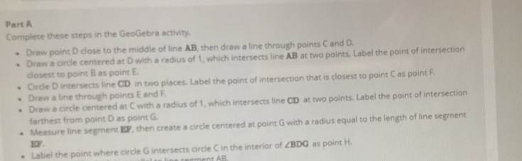 Complete these steps in the GeoGebra activity. Draw point D close to ...