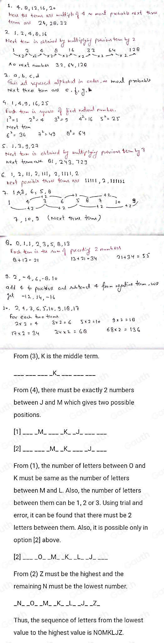 Solved Determine The Most Probable Next Term In The Sequence 1 4