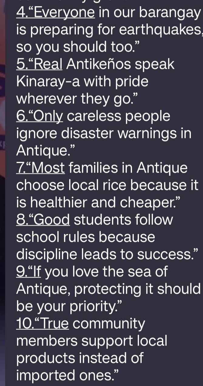 Solved: 4.“Everyone in our barangay is preparing for earthquakes, so ...