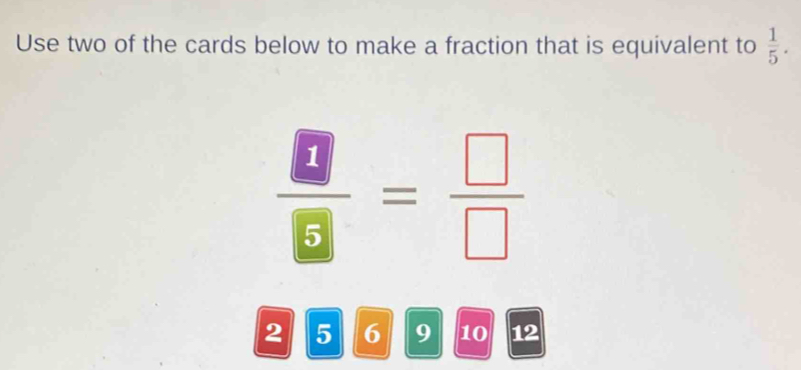 Solved: Use two of the cards below to make a fraction that is ...