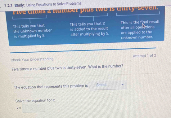 Solved: Study: Using Equations to Solve Problems Five times a number ...