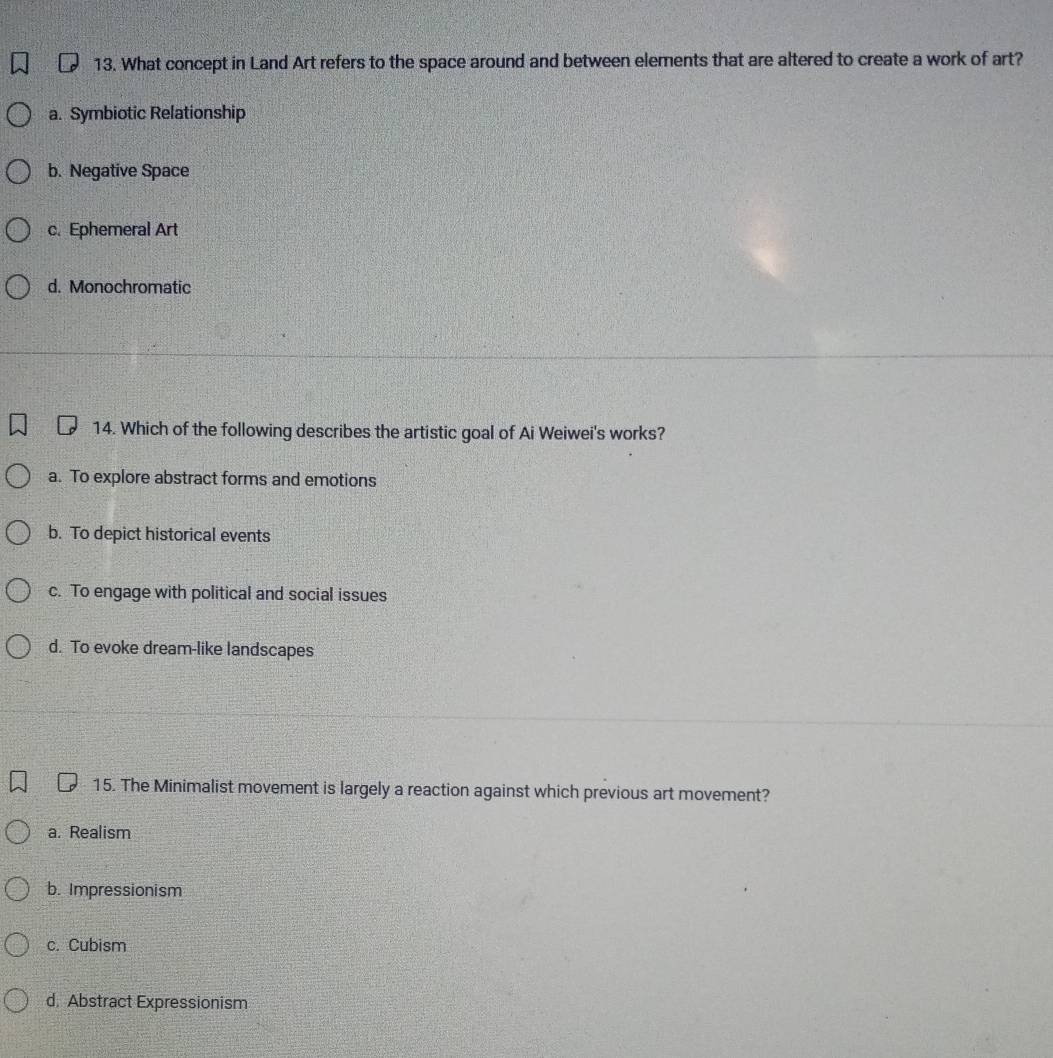 Solved: What concept in Land Art refers to the space around and between ...